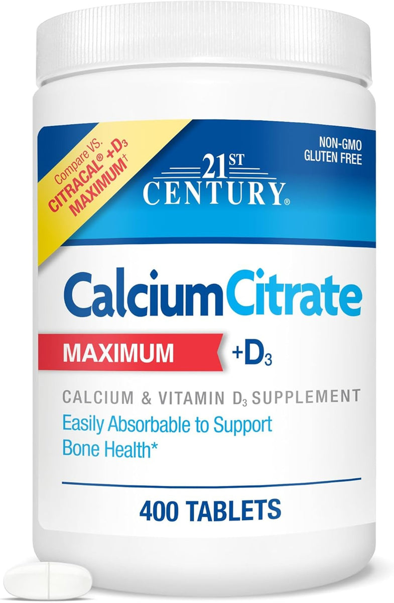 21st Century - Calcium Citrate + D3 Max, Bone & Immune Support, High A ...