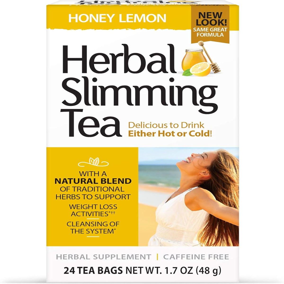 21st Century - Herbal Slimming Tea, Caffeine Free, Honey Lemon, 1.6oz ...